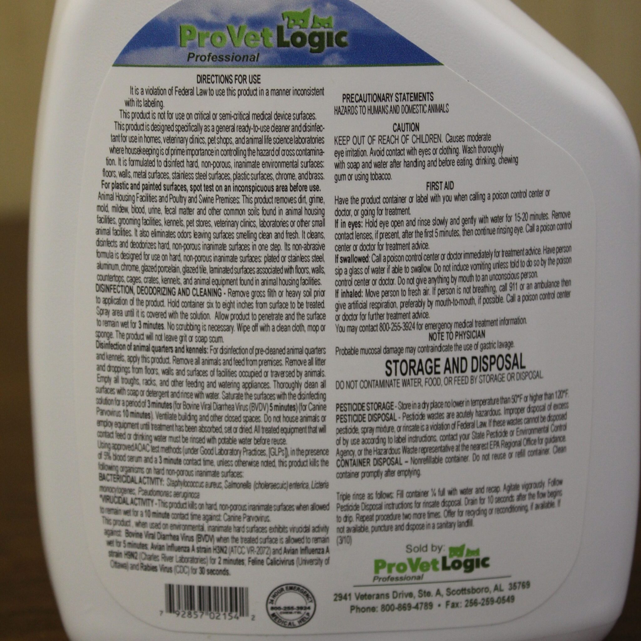 ProVet Logic Disinfectant Spray - Hudson